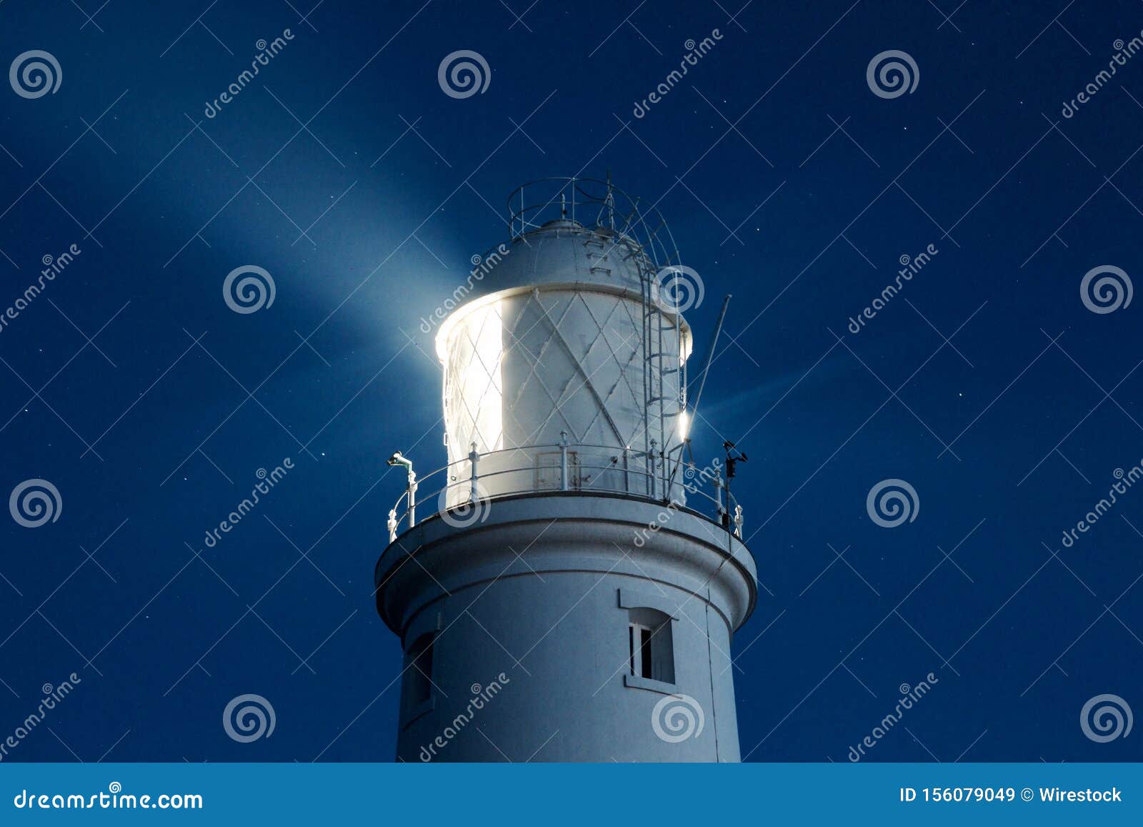 Illuminated Lighthouse during Nighttime Stock Image - Image of beam ...