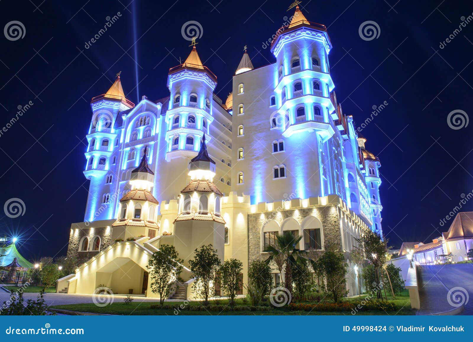 Illuminated Magical Building an Amusement Park in Adler Editorial Stock ...