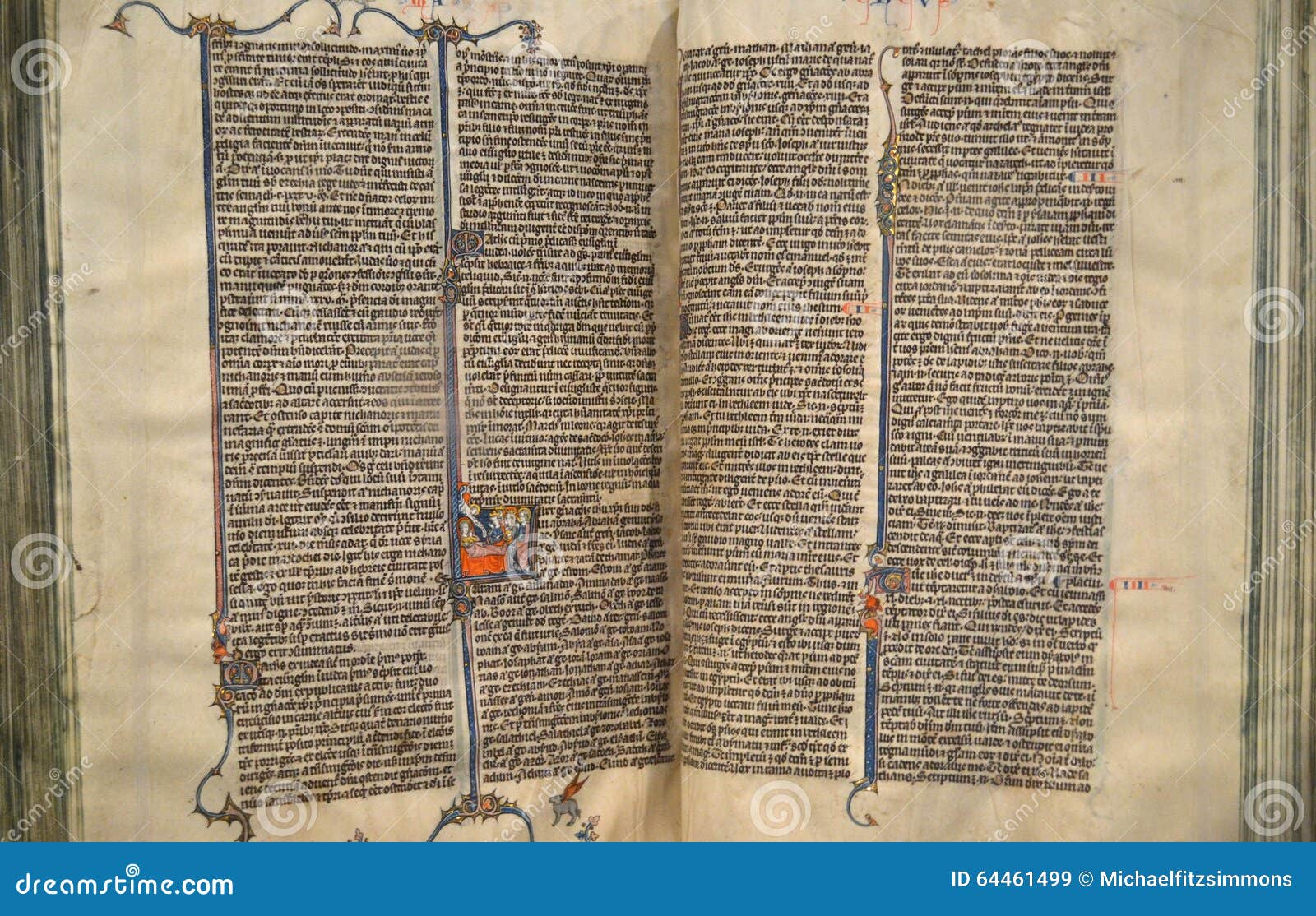 Illuminated Manuscript of the Bible Stock Image - Image of reading ...