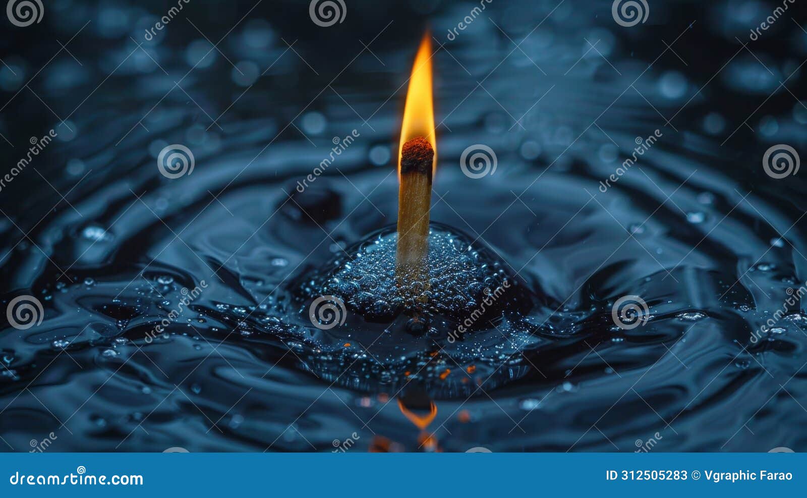 Illuminated Matchstick on Water Surface Stock Image - Image of fire ...