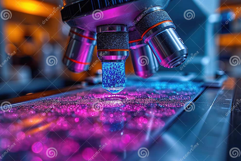 Illuminated Microscope in a Lab Setting, AI Generated. Stock Image ...