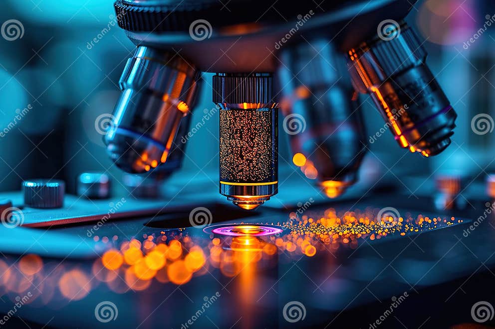 Illuminated Microscope in a Lab Setting, AI Generated. Stock ...