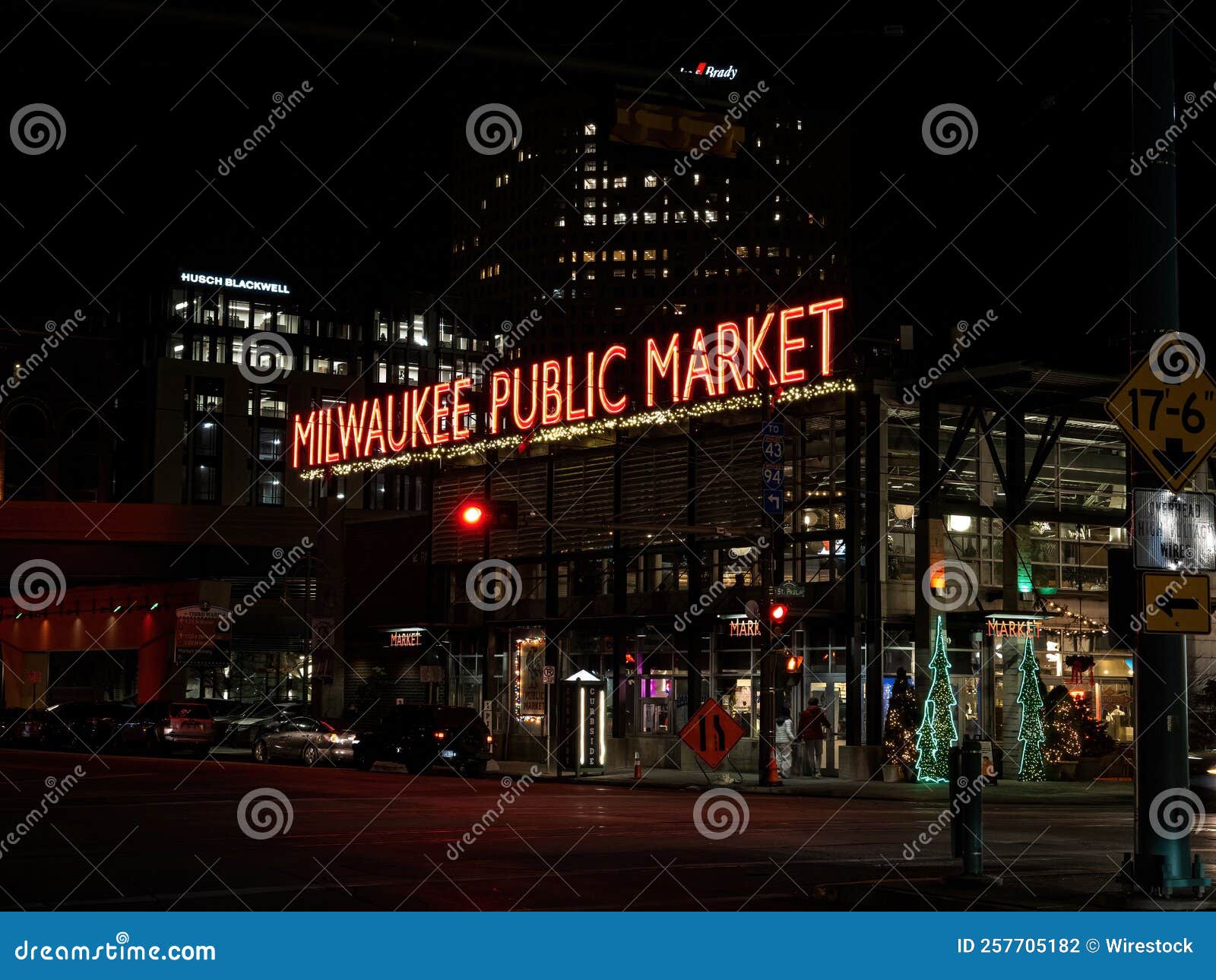 Illuminated Milwaukee Public Market Building at Night Editorial ...