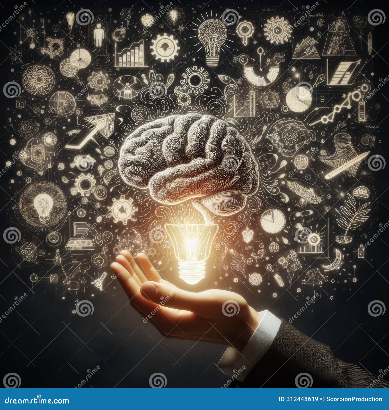 Illuminated Mind and Innovation Stock Image - Image of design ...