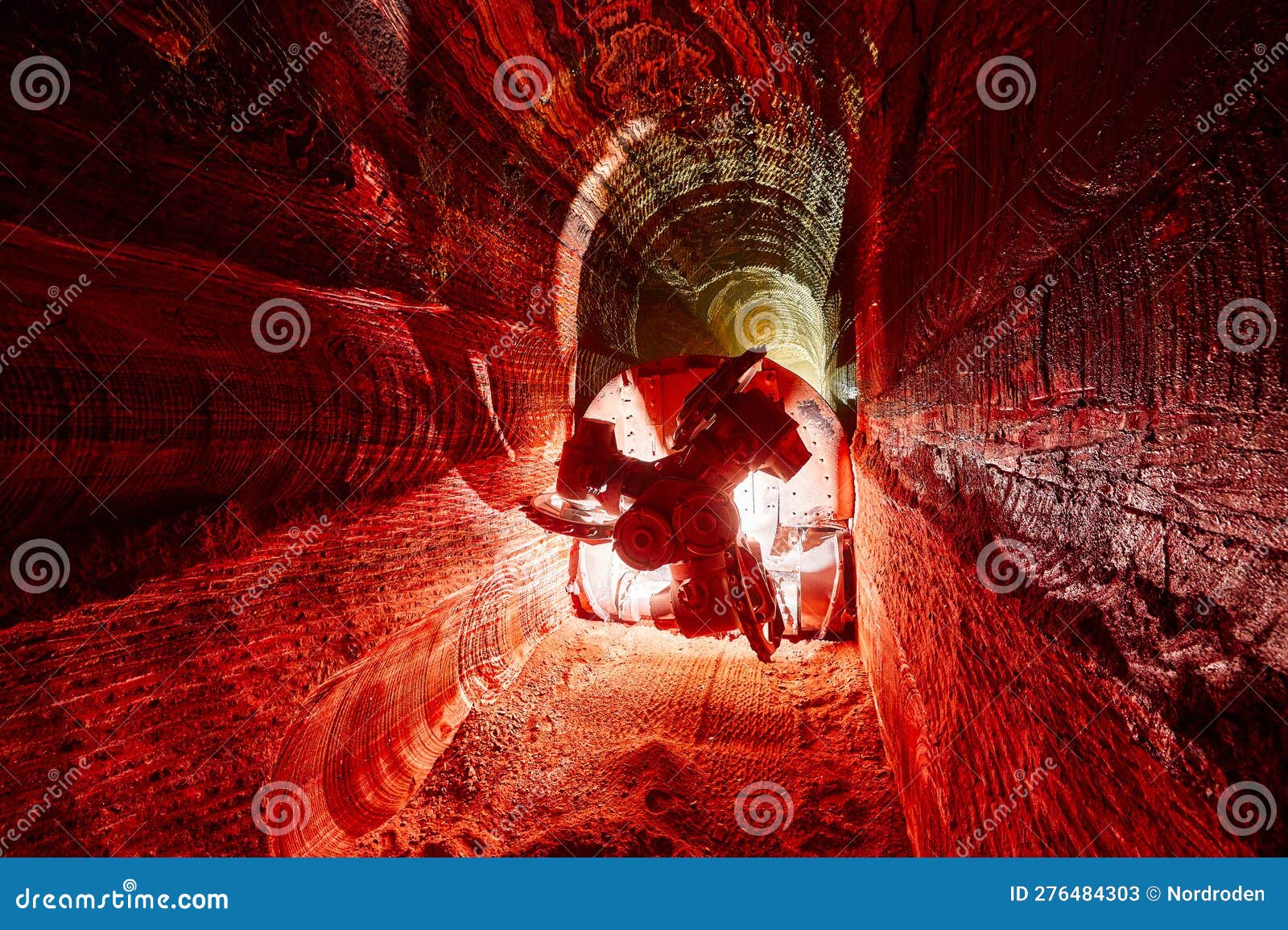 Illuminated Mining Drilling Machine in Salt Quarry Tunnel Stock Image ...