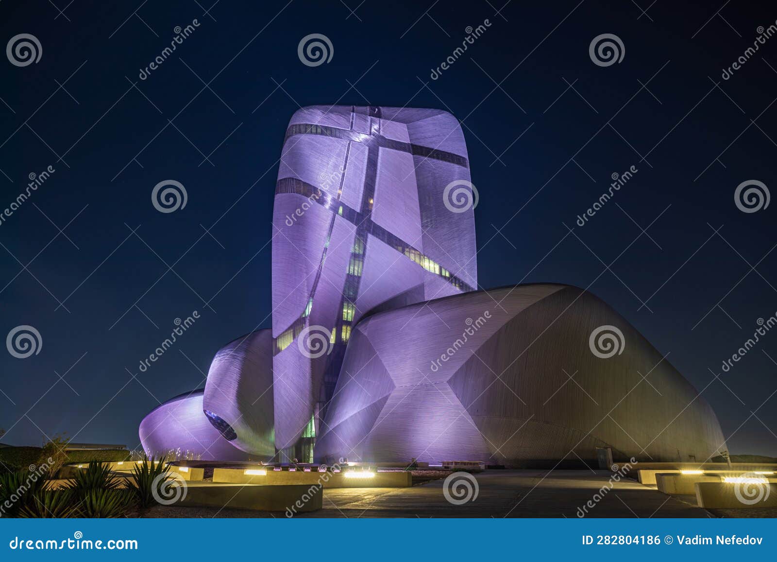 Illuminated Modern Building in the Center of Al Khobar, Saudi Arabia ...