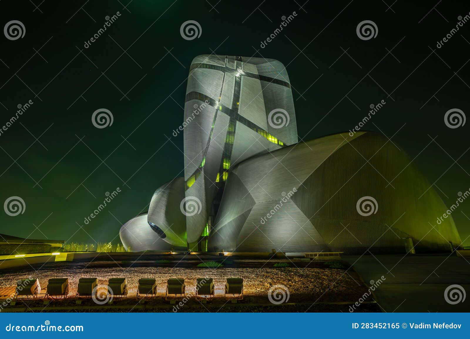 Illuminated Modern Building in the Center of Al Khobar Editorial Image ...