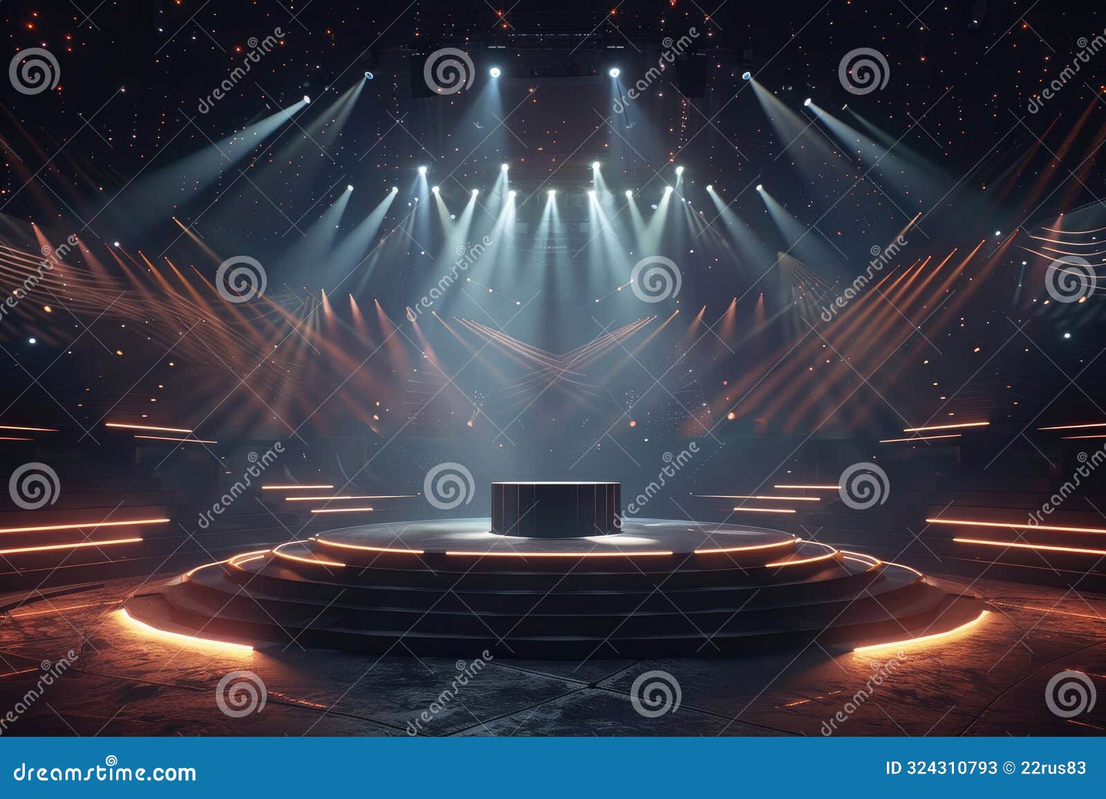 Illuminated Modern Concert Stage in Arena Stock Image - Image of ...