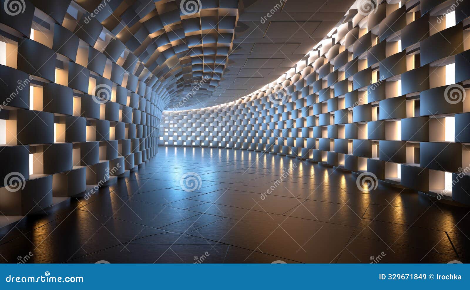 Illuminated Modular Wall In A Futuristic Corridor Royalty-Free Stock ...