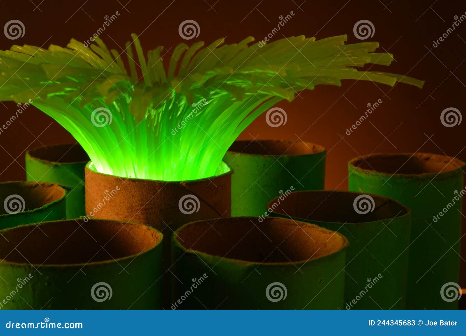 Neon String with Green Paper Tubes Stock Image - Image of green ...