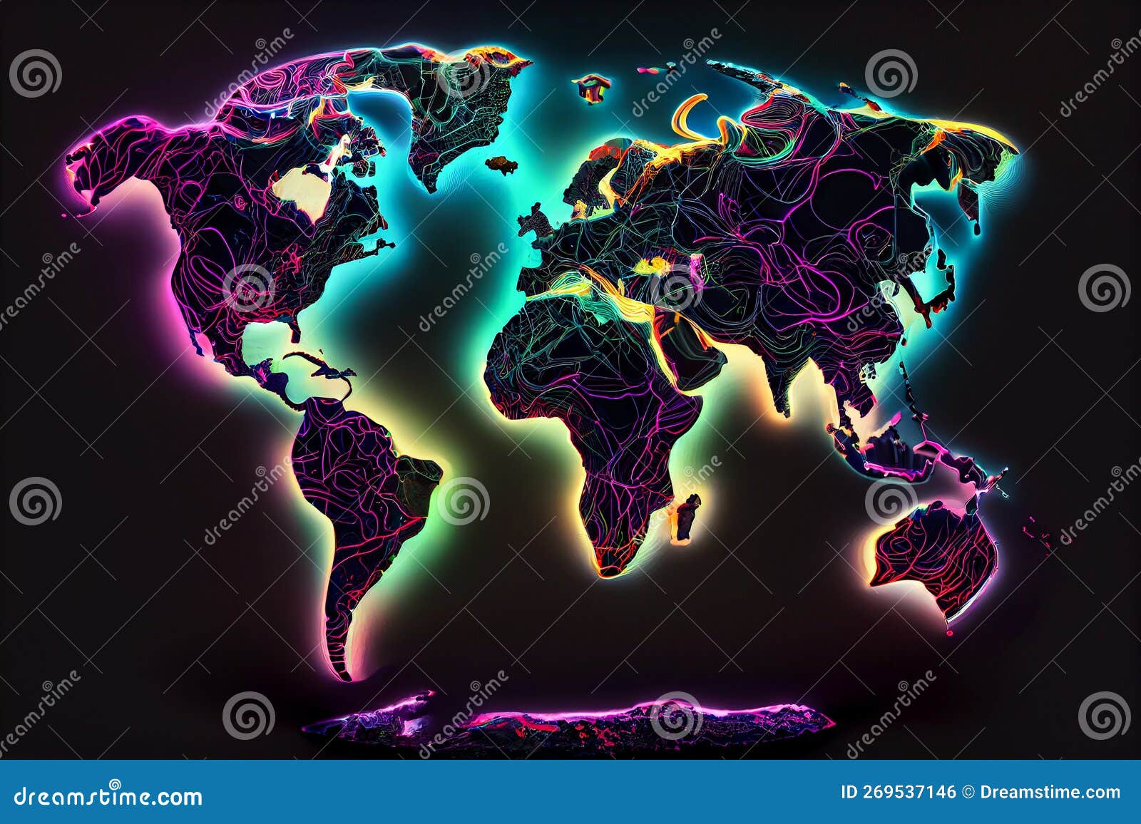 Neon Network Of Digital Data Streams Stock Illustration | CartoonDealer ...
