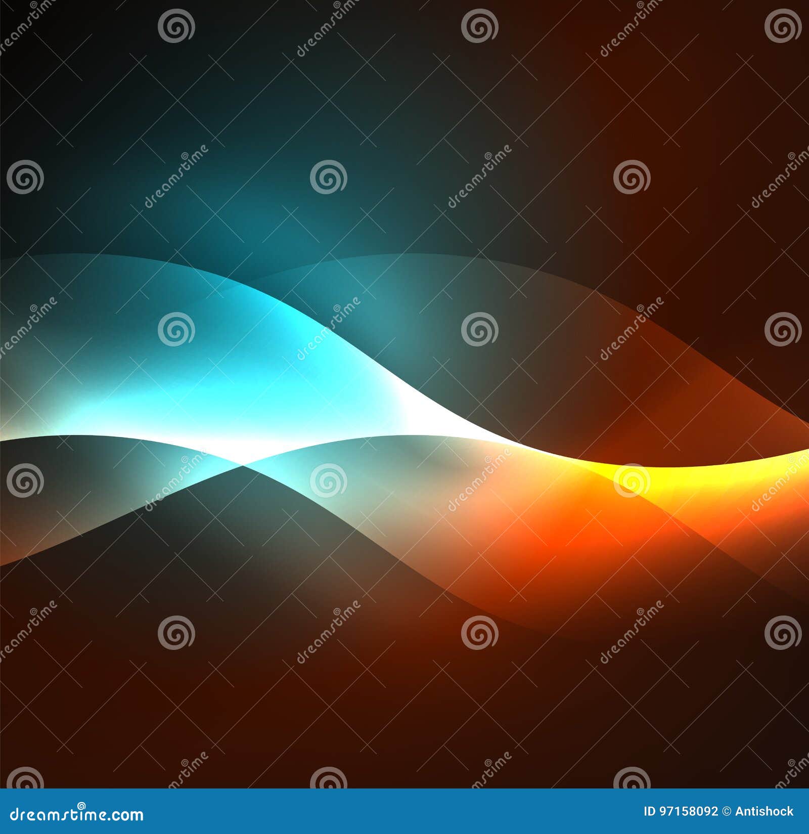 Illuminated neon waves stock vector. Illustration of design - 97158092