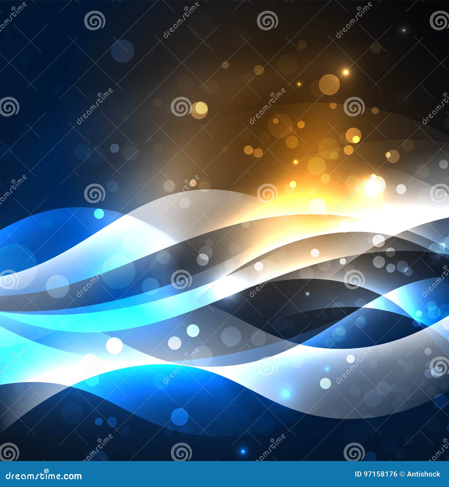 Illuminated neon waves stock vector. Illustration of background - 97158176