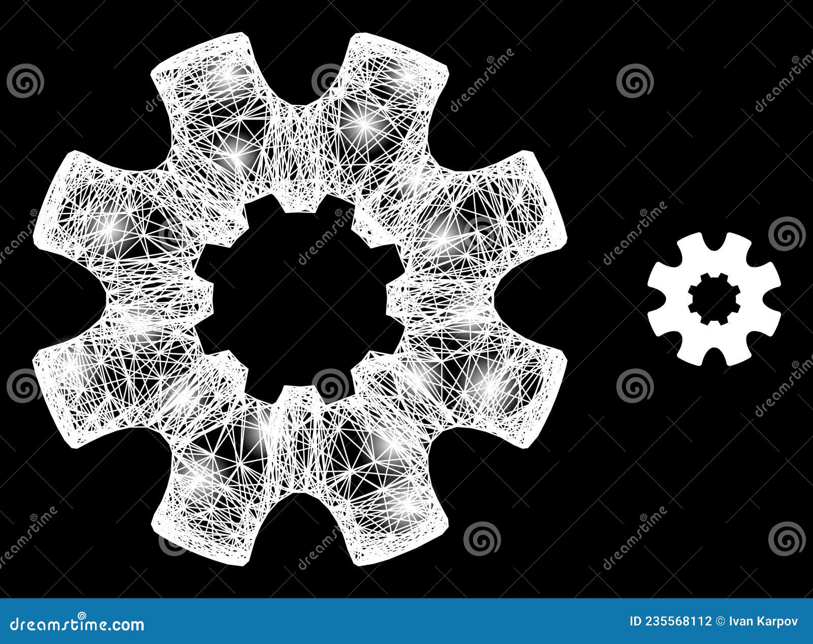 Glossy Intersected Mesh Cog Gear with Lightspots Stock Vector ...