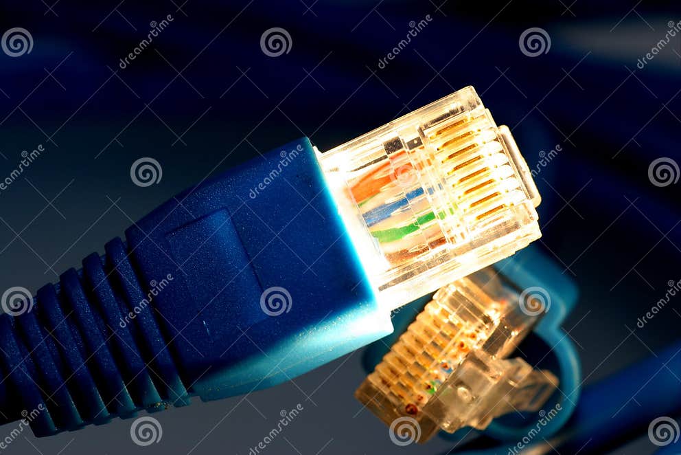 Illuminated network plug stock photo. Image of wide, light - 1904082
