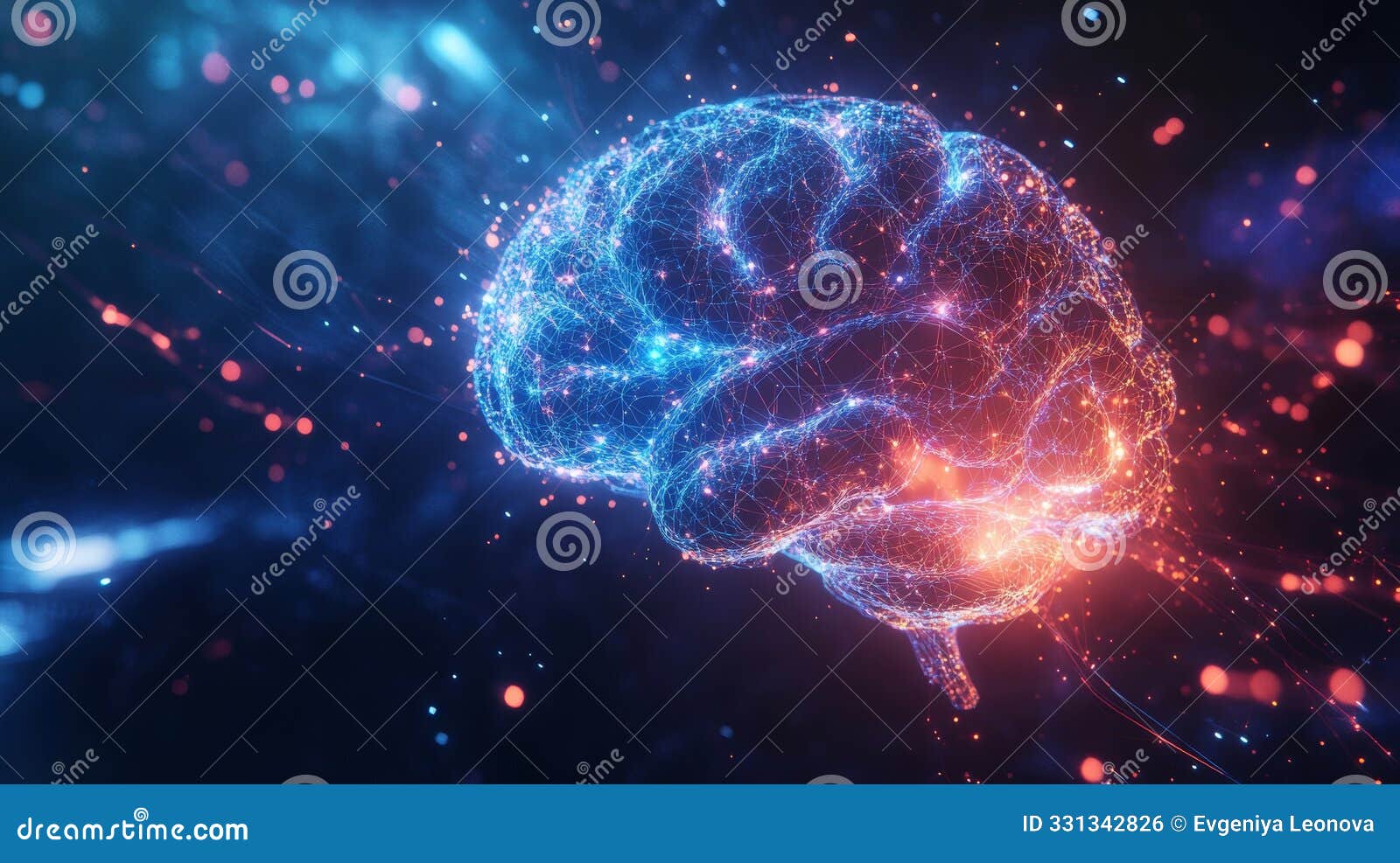 Illuminated Neural Network Brain Futuristic Vision of Artificial ...