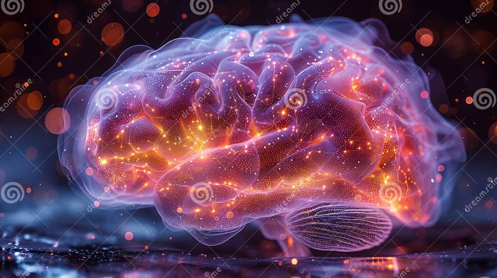 Illuminated Neural Network in the Human Brain, Close-up View ...