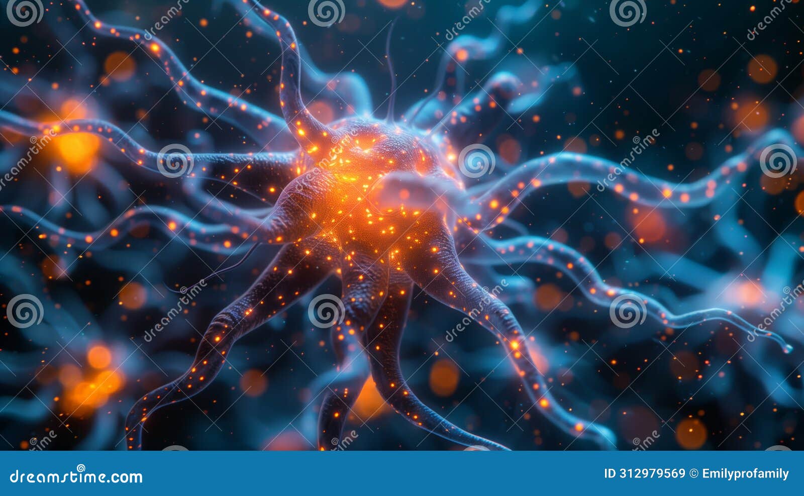 Illuminated Neuron Cell in Close-Up at a Microscopic Level Stock Image ... Illuminated Neuron Cell in Close-Up at a Microscopic Level Stock Image ...