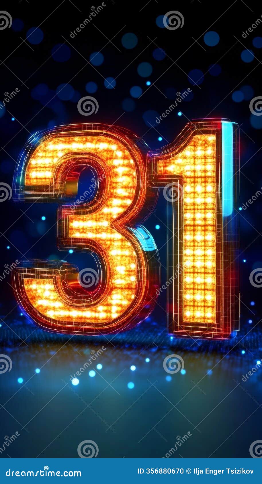 Red Illuminated 225 Number On Glitter Background With City Lights ...