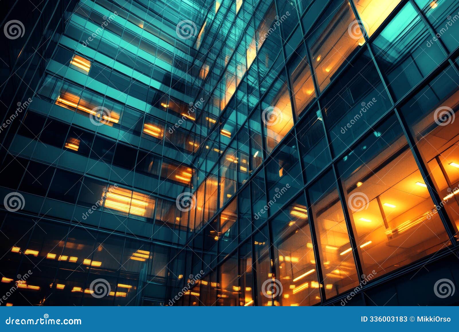 Illuminated Office Building Showcasing Modern Architectural Design and ...