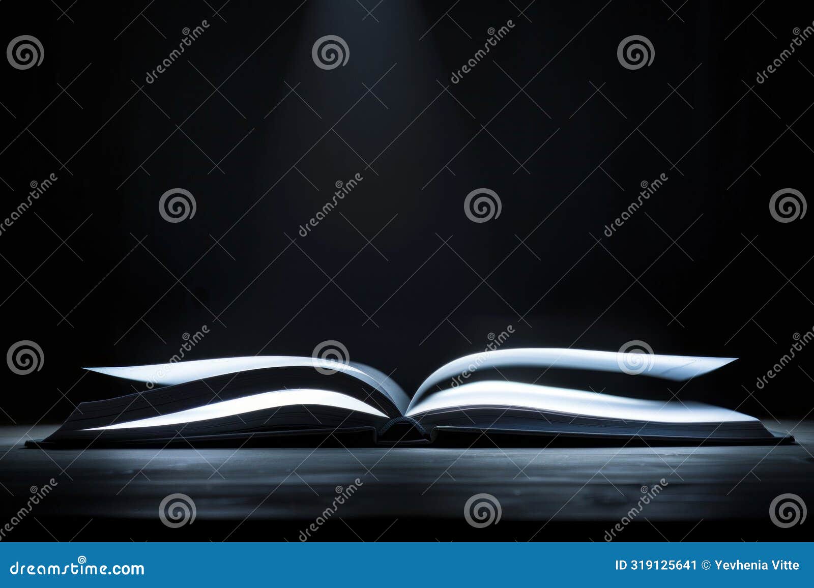 Illuminated Open Book on Dark Background. Generative Ai Stock ...