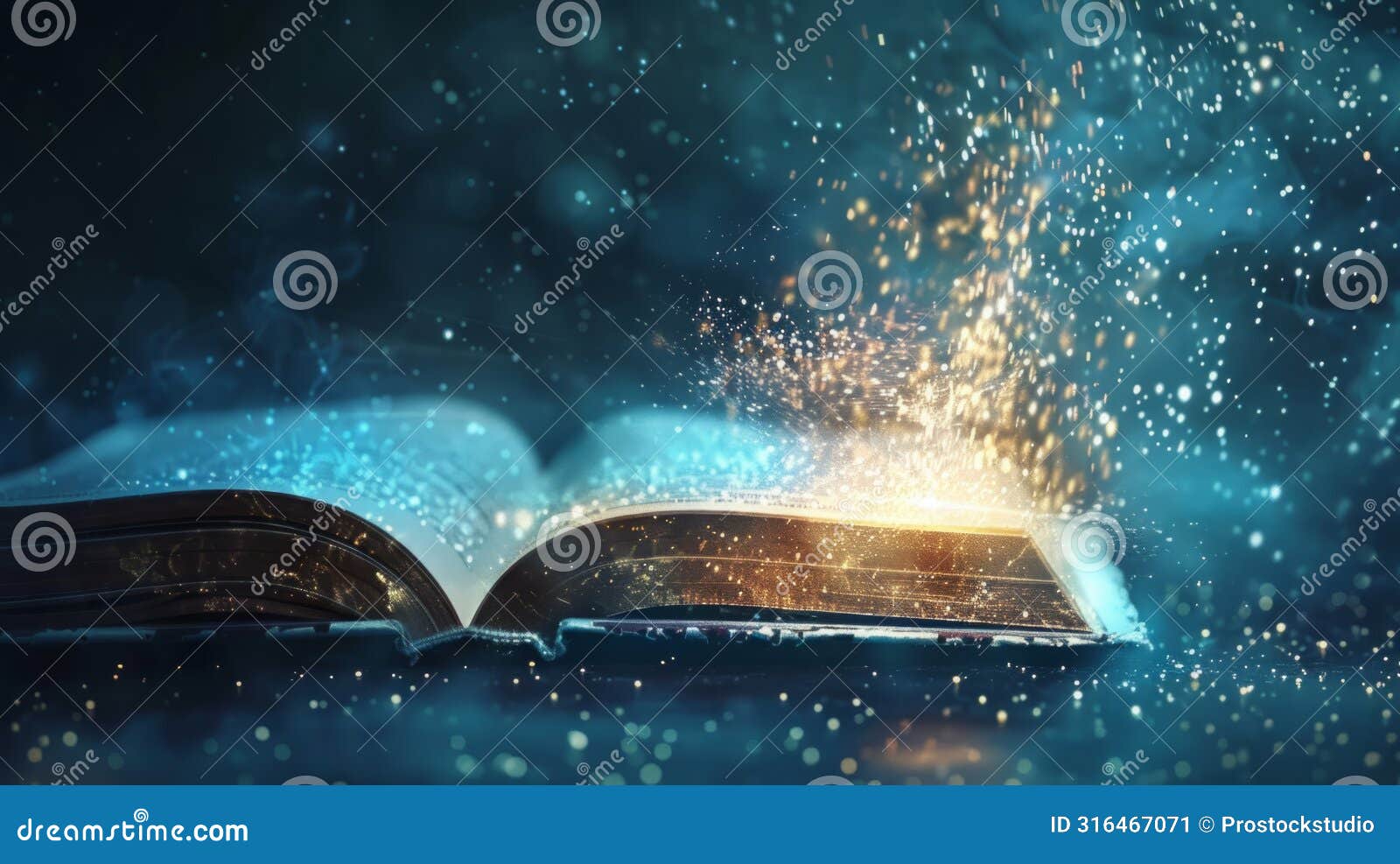 Illuminated Open Book with Light Stock Image - Image of creativity ...