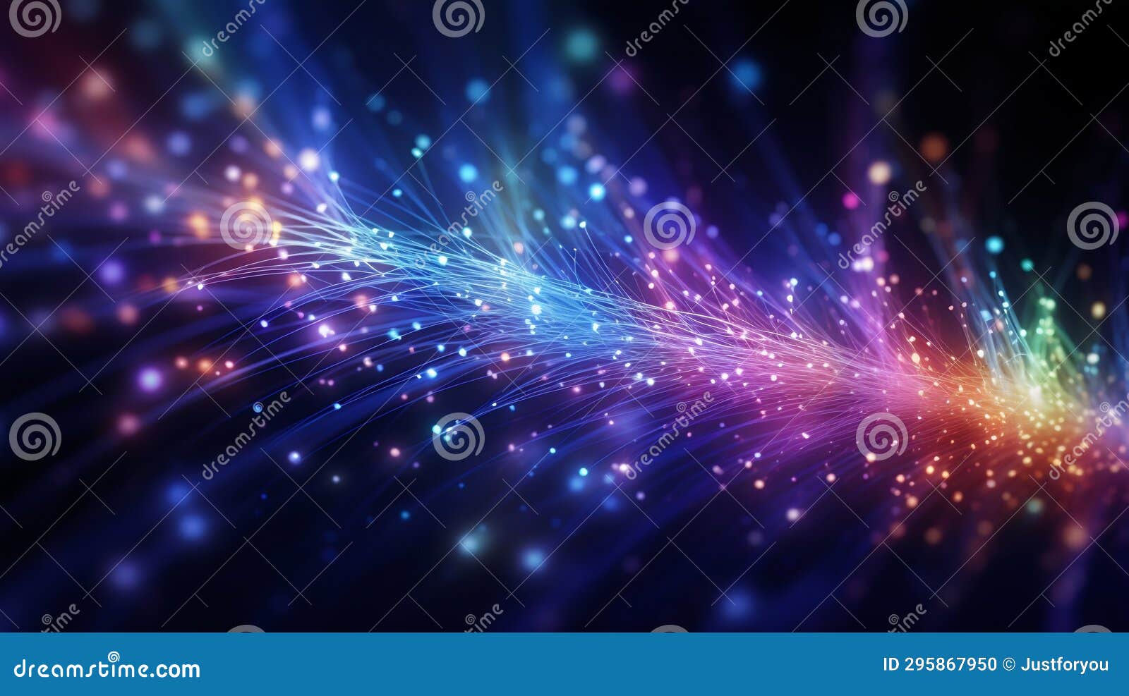 Illuminated Optical Fiber Array. Generative Ai Stock Illustration ...