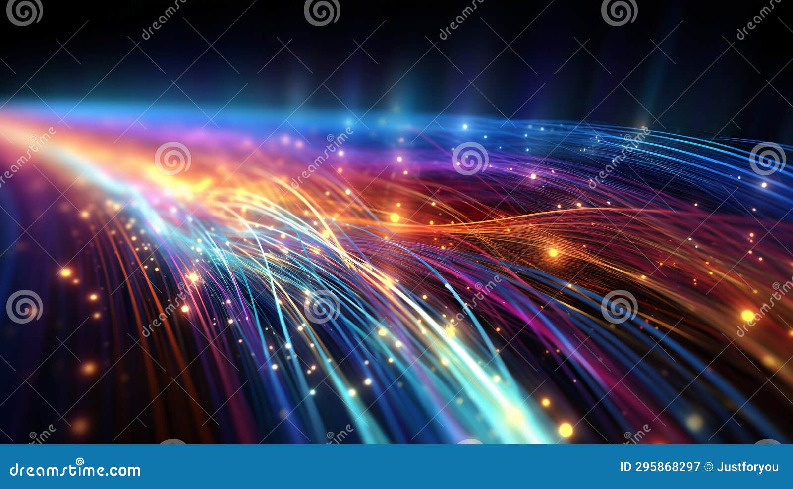 Illuminated Optical Fiber Array. Generative Ai Stock Illustration ...