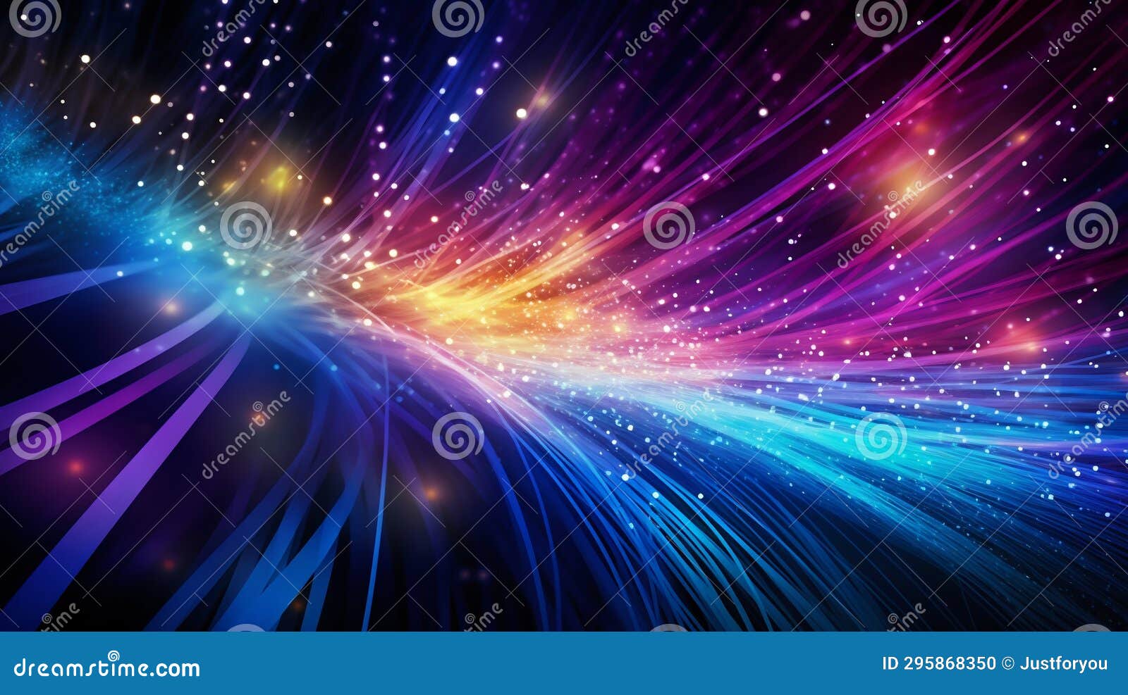 Illuminated Optical Fiber Array. Generative Ai Stock Illustration ...