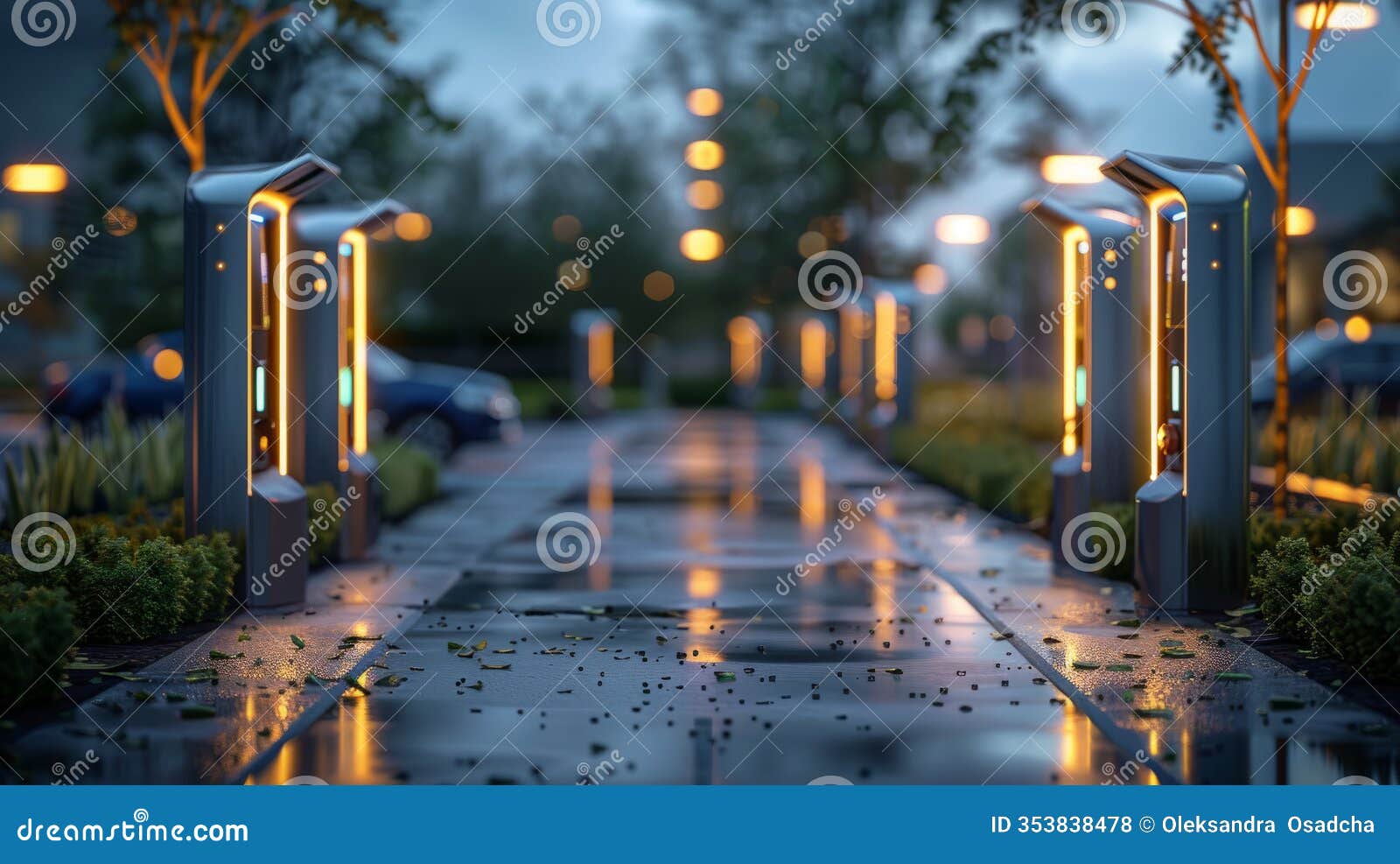 Illuminated Pathway Under The Building Royalty-Free Stock Photography ...
