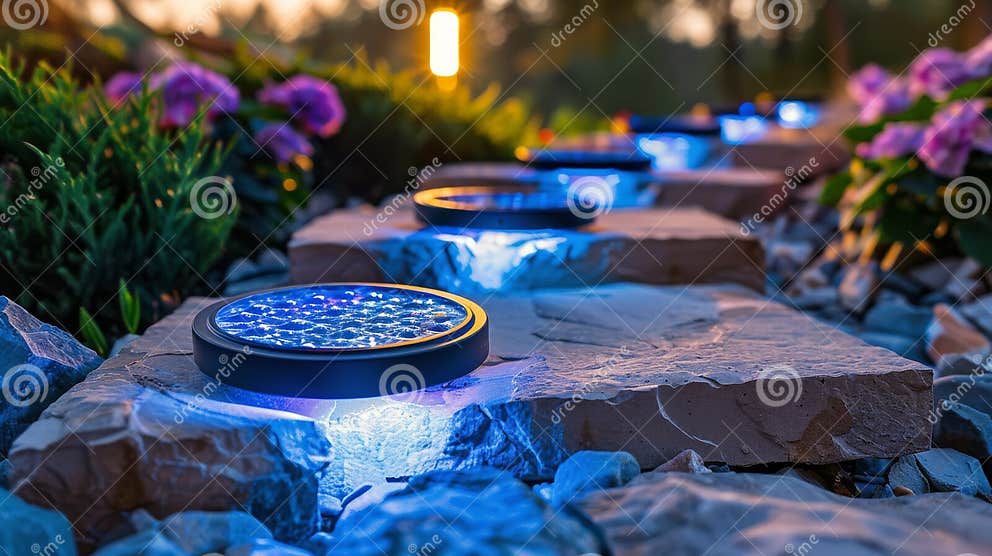 Illuminated Pathway through Park Stock Image - Image of pathway ...