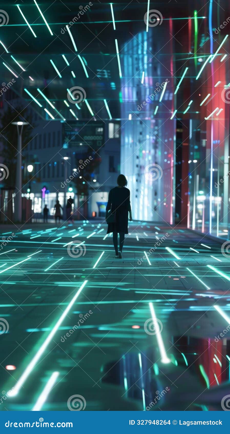 Illuminated Pathways Envisioning a Futuristic Business District Stock ...