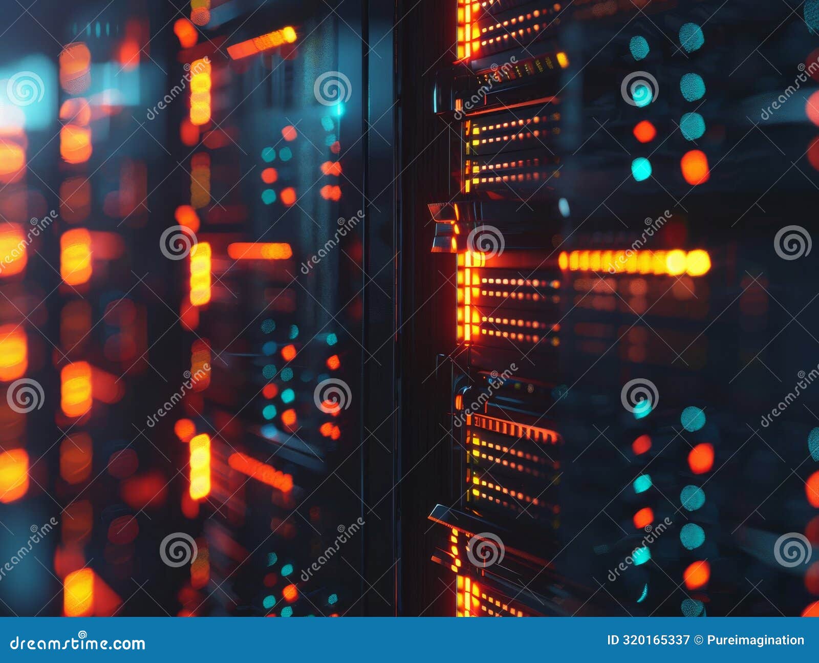 Illuminated Pathways among Glowing Servers in Data Center Stock ...