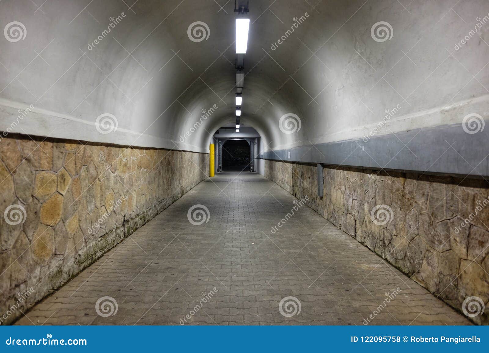 Illuminated Pedestrian Underpass Stock Photo - Image of long, footpath ...