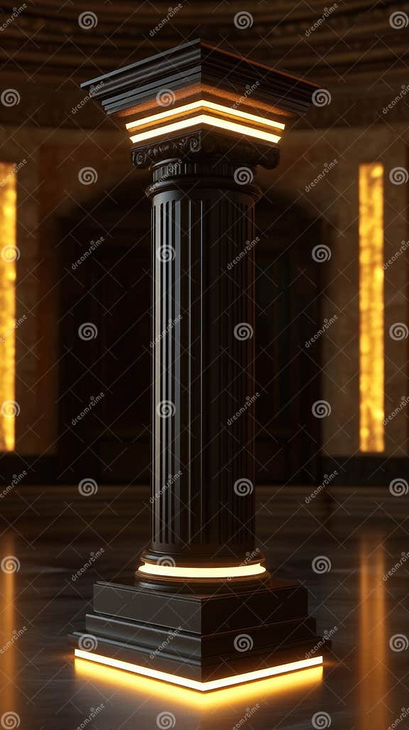 Illuminated Pillar, a Symbol of Strength and Elegance Stock Photo ...