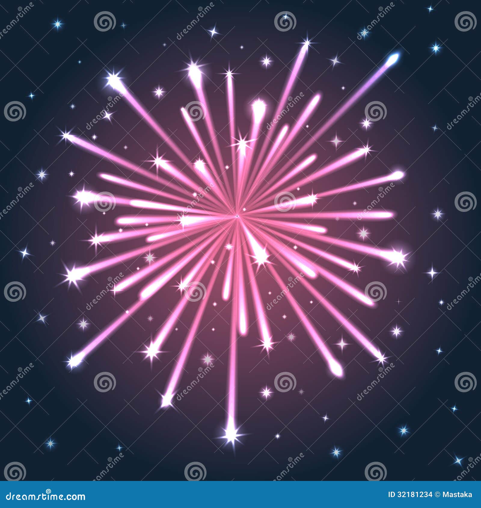 Illuminated Pink Firework. stock vector. Illustration of beautiful ...