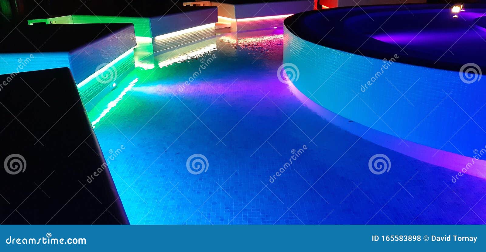Illuminated Pool with Colored LEDs Stock Photo - Image of color, lights ...