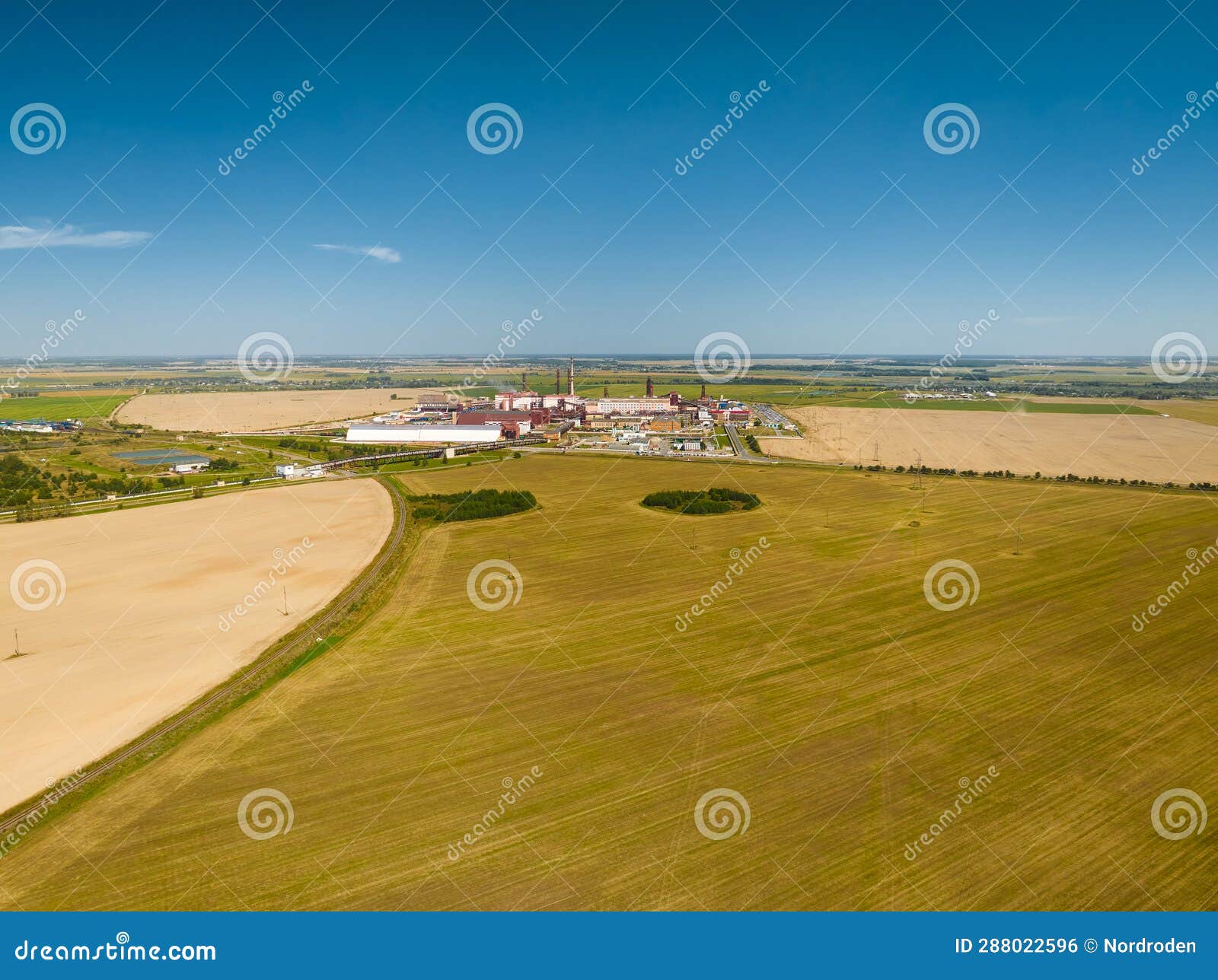 Illuminated Potassium Salt Mine Landscape among Fields Stock Photo ...