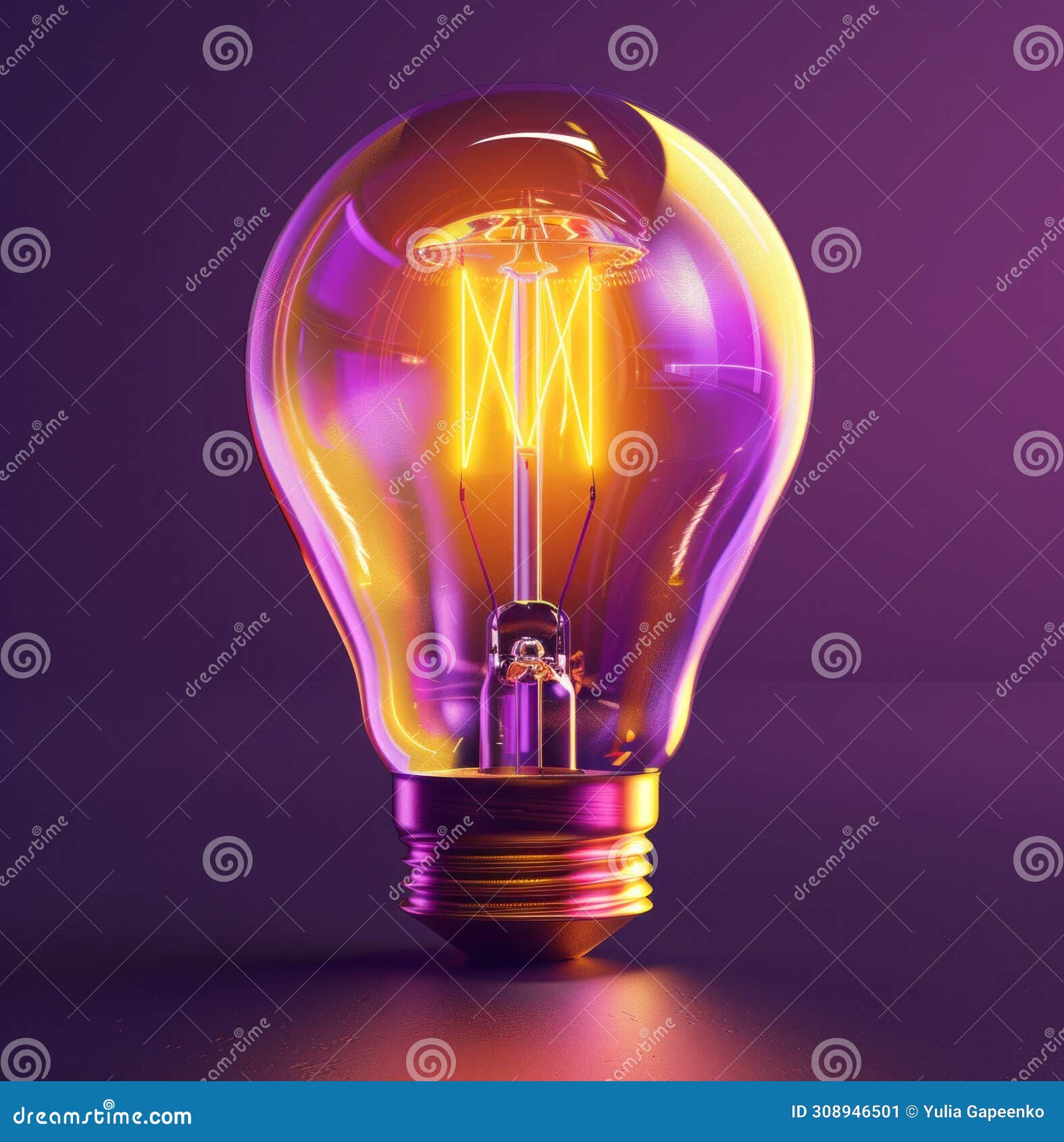 Illuminated Purple Light Bulb on Dark Stock Image - Image of luminous ...