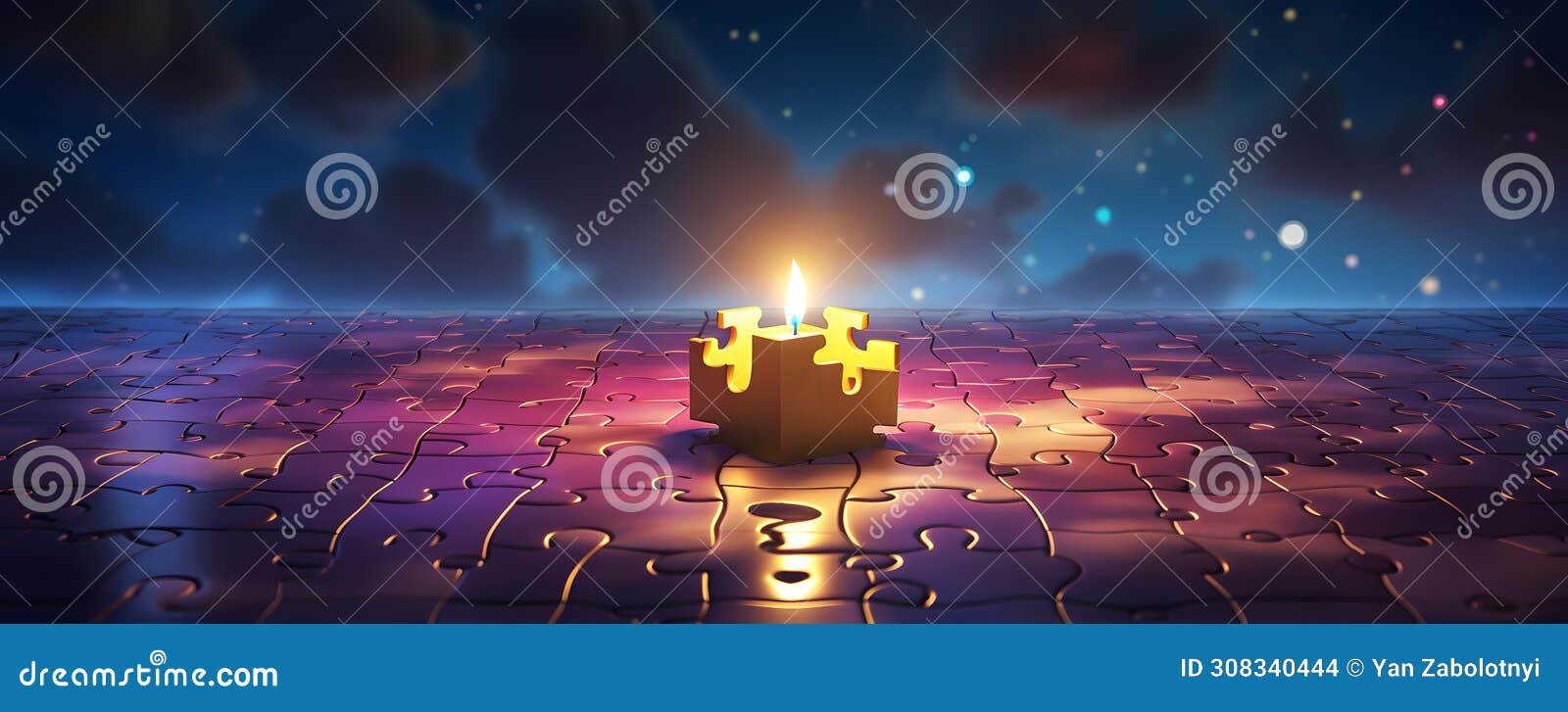 A Illuminated Puzzle Piece Completes An Intricate Challenge In Solving ...