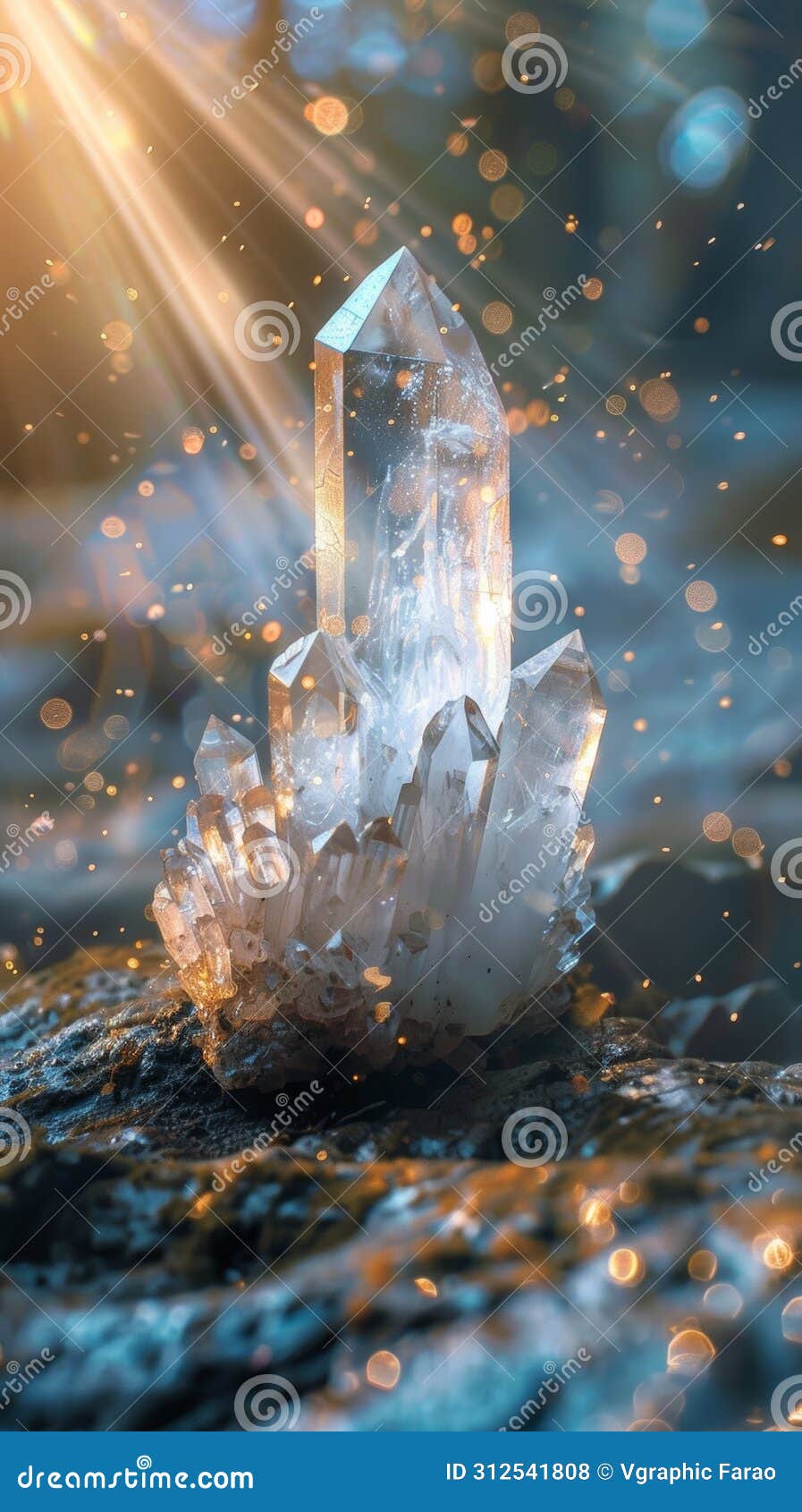 Illuminated Quartz Crystal with Sparkling Light Effects Stock Photo ...