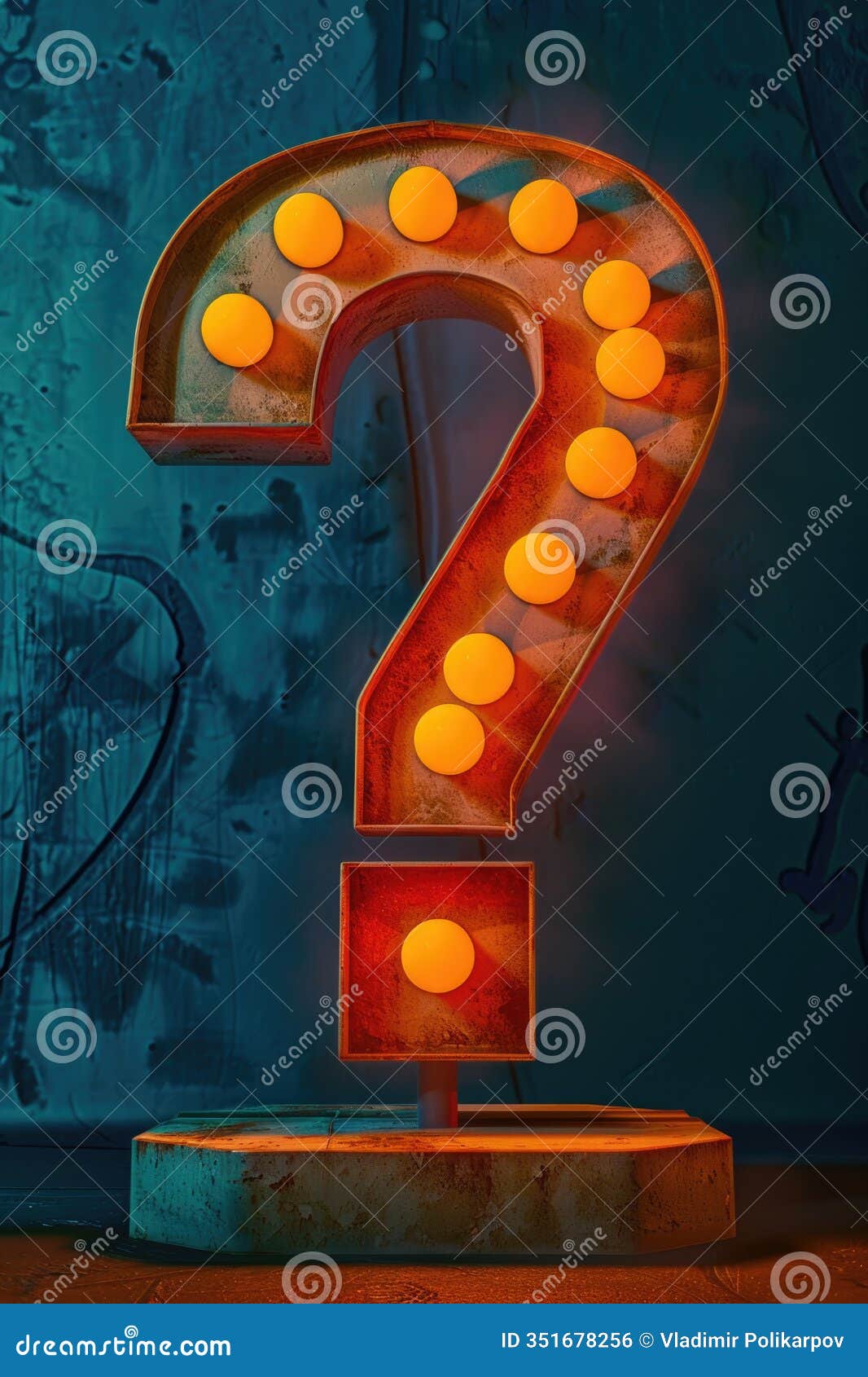 Illuminated Question Mark on Stand, Suitable for Educational Concepts ...