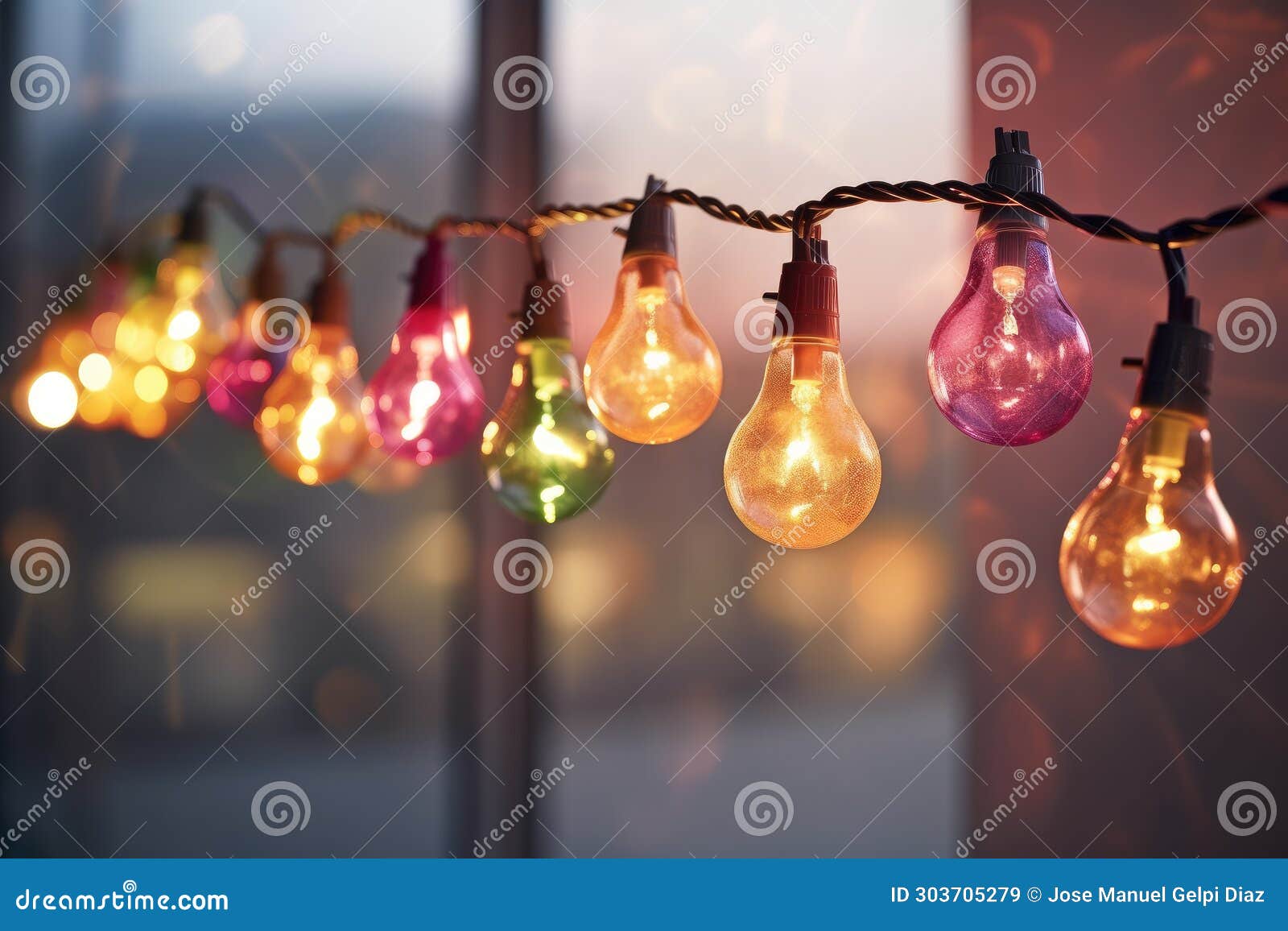 Illuminated Rainbow: a String of Colorful Bulbs Casting Vibrant Glow ...