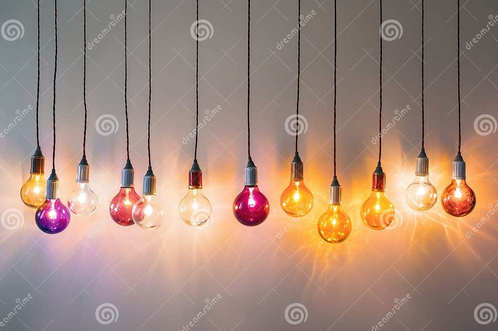 Illuminated Rainbow: a String of Colorful Bulbs Casting Vibrant Glow ...