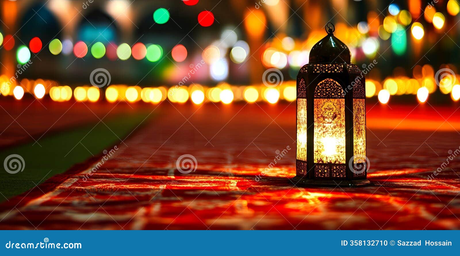 Illuminated Ramadan Lantern With Stars And Crescent Moon Festive ...