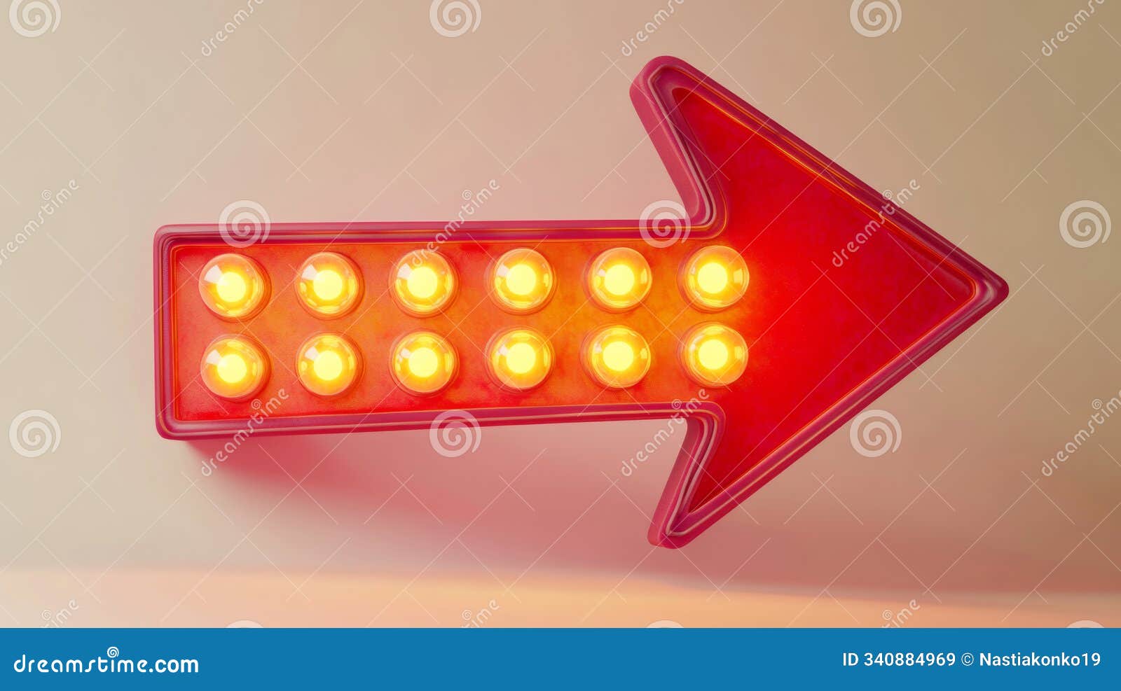 Illuminated Red Arrow Sign on Wall, Retro Signage Concept Stock Image ...