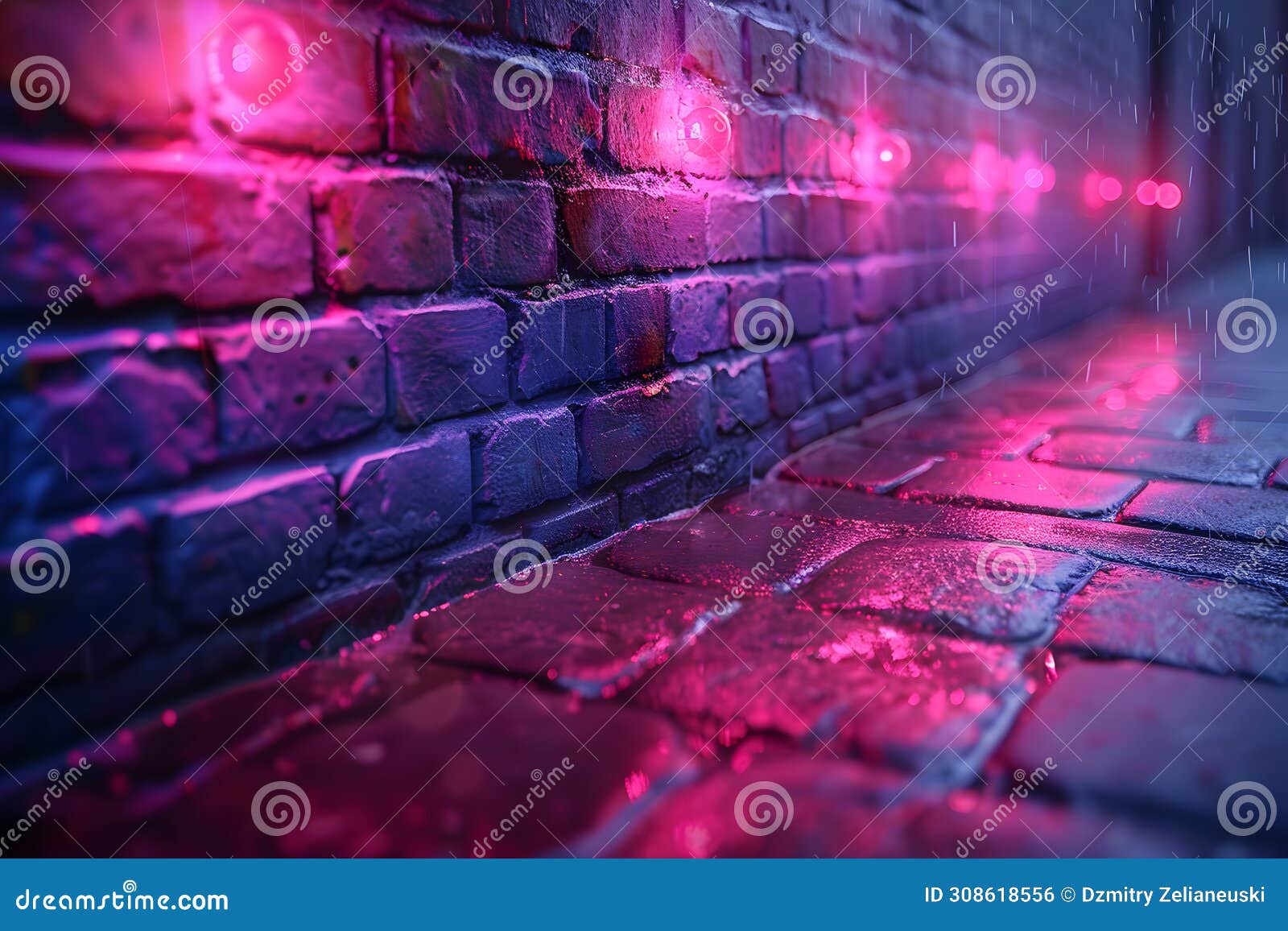 Illuminated Red Light on Brick Wall Stock Photo - Image of vivid ...