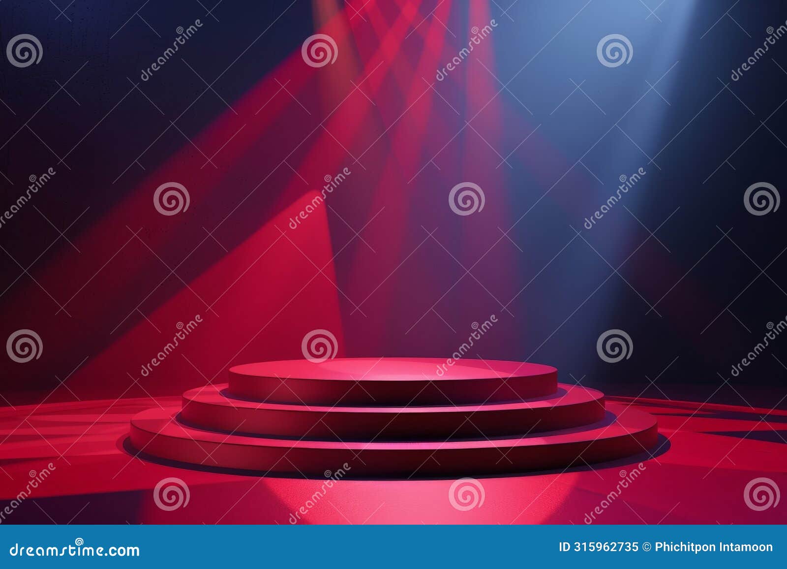Illuminated Red Light Circle Stage Podium. AI Generative Stock Image ...