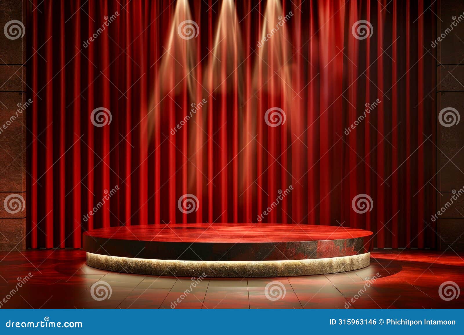 Illuminated Red Light Circle Stage Podium. AI Generative Stock Photo ...