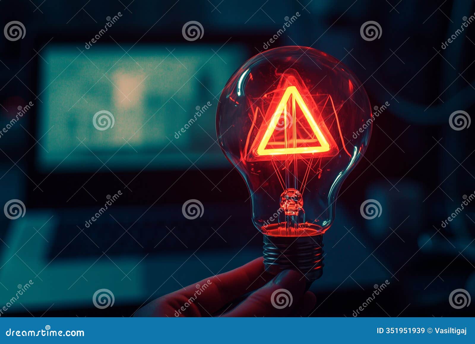 Illuminated Red Warning Light Bulb Stock Illustration - Illustration of ...